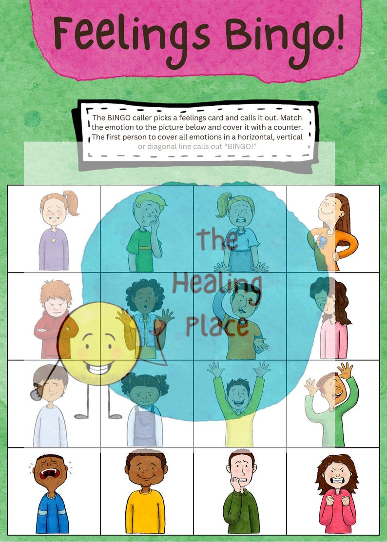 Emotions Bingo Game, Feelings Identification, Therapy Game for Kids ...