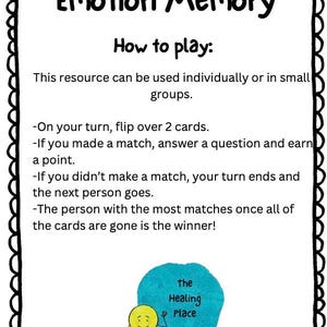 Emotion Memory Game, Emotion Identification, School Counseling Activity ...