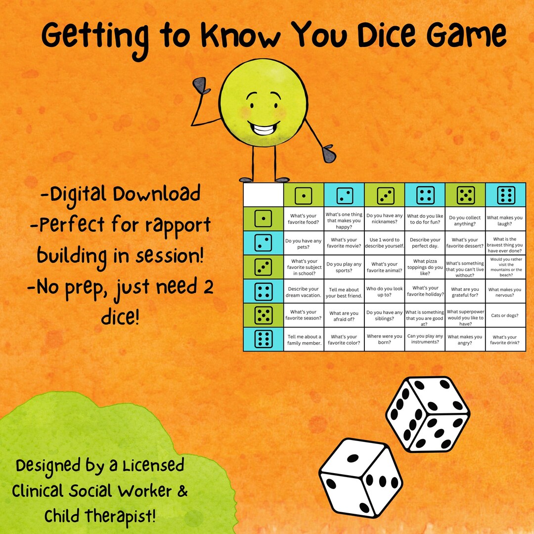 Dice Getting to Know You Game, Icebreaker, Dicebreaker, Rapport ...