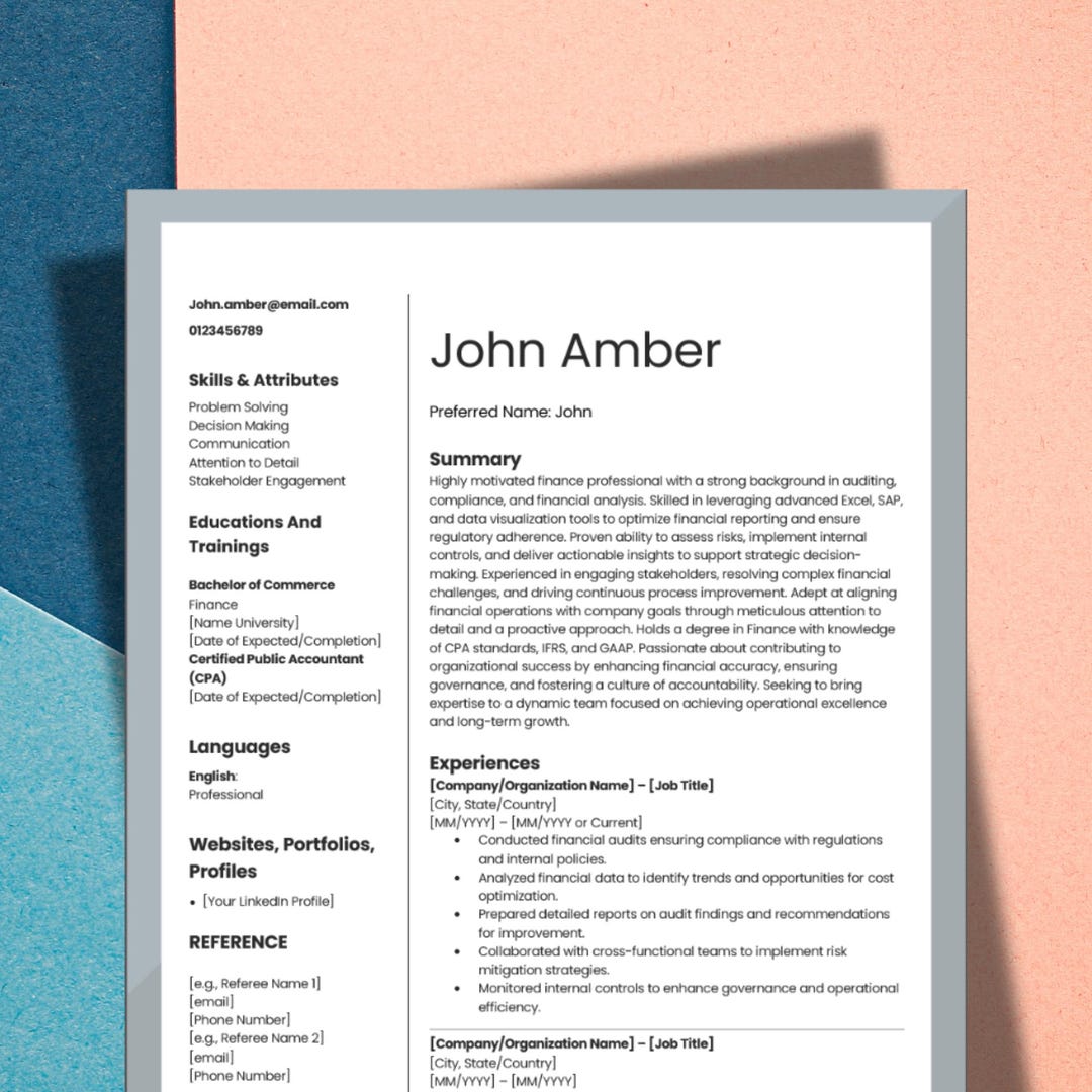 Chatgpt Prompt Resume Template | ATS Friendly - Etsy