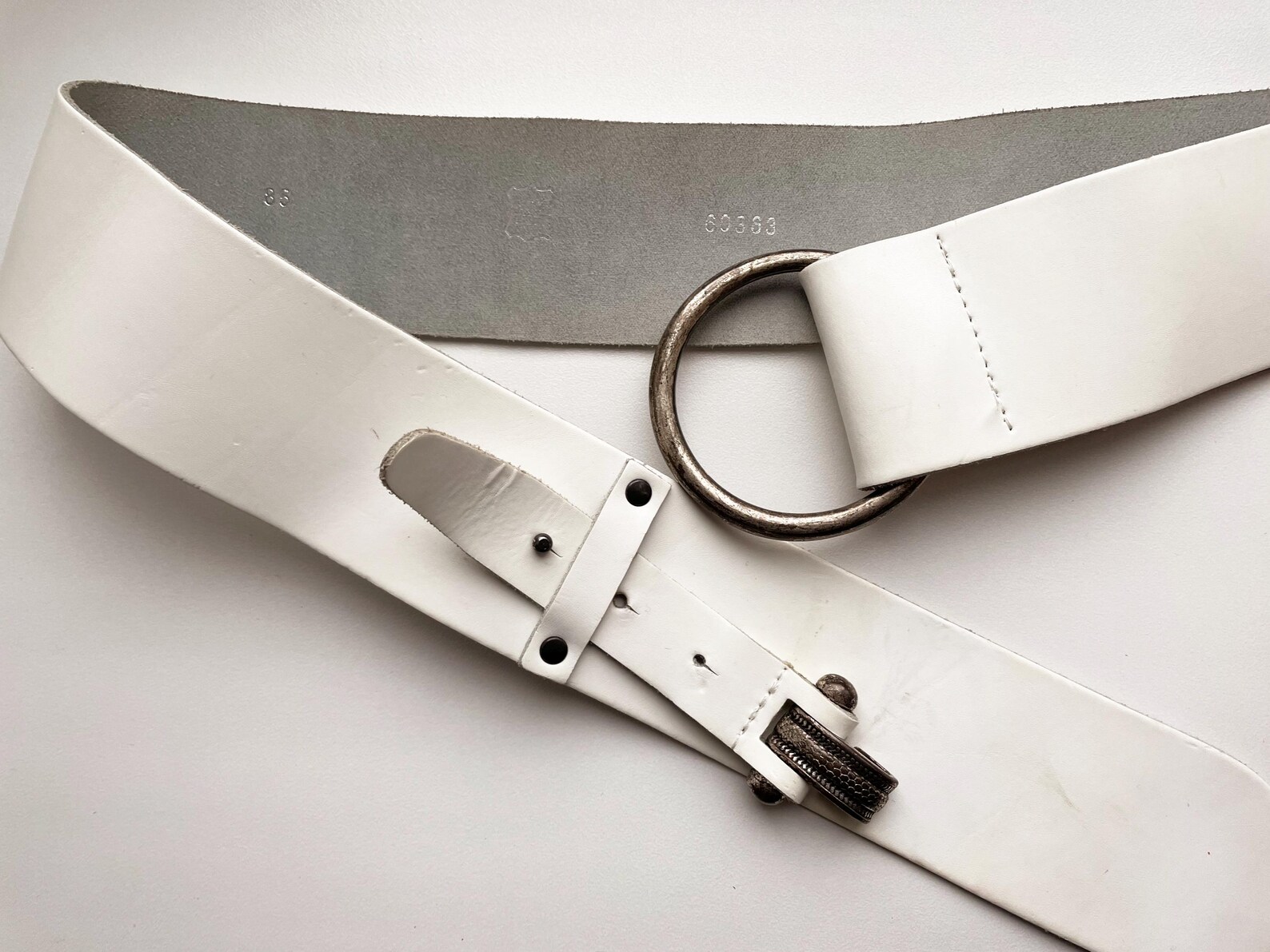 Vintage Wide White High Low Waist Leather Belt, 80-85 Cm/ 31-33" - Etsy
