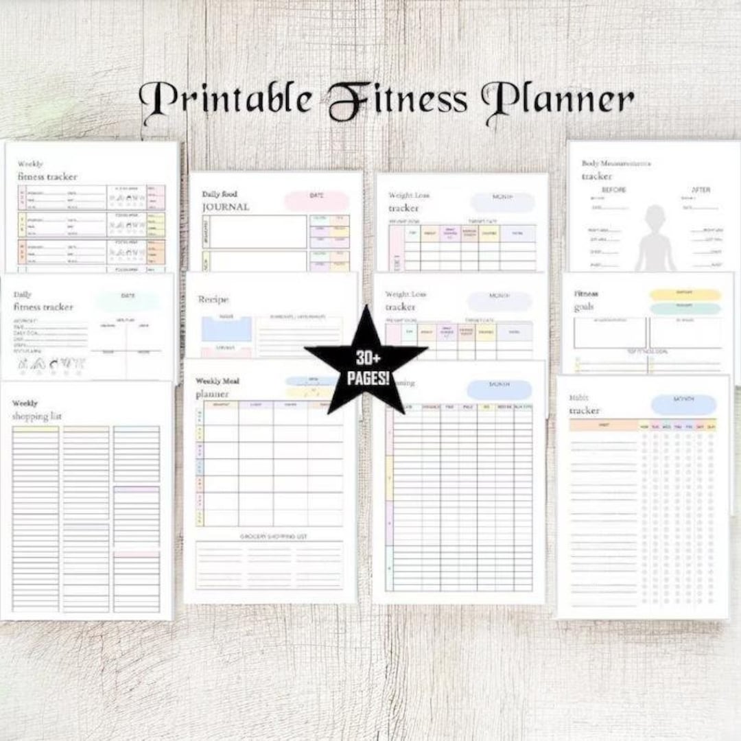 Printable Fitness Planner, PDF, Fitness Journal, Workout Tracker ...