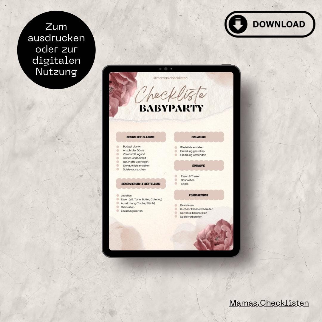 Printable Baby Shower Checklist - Etsy