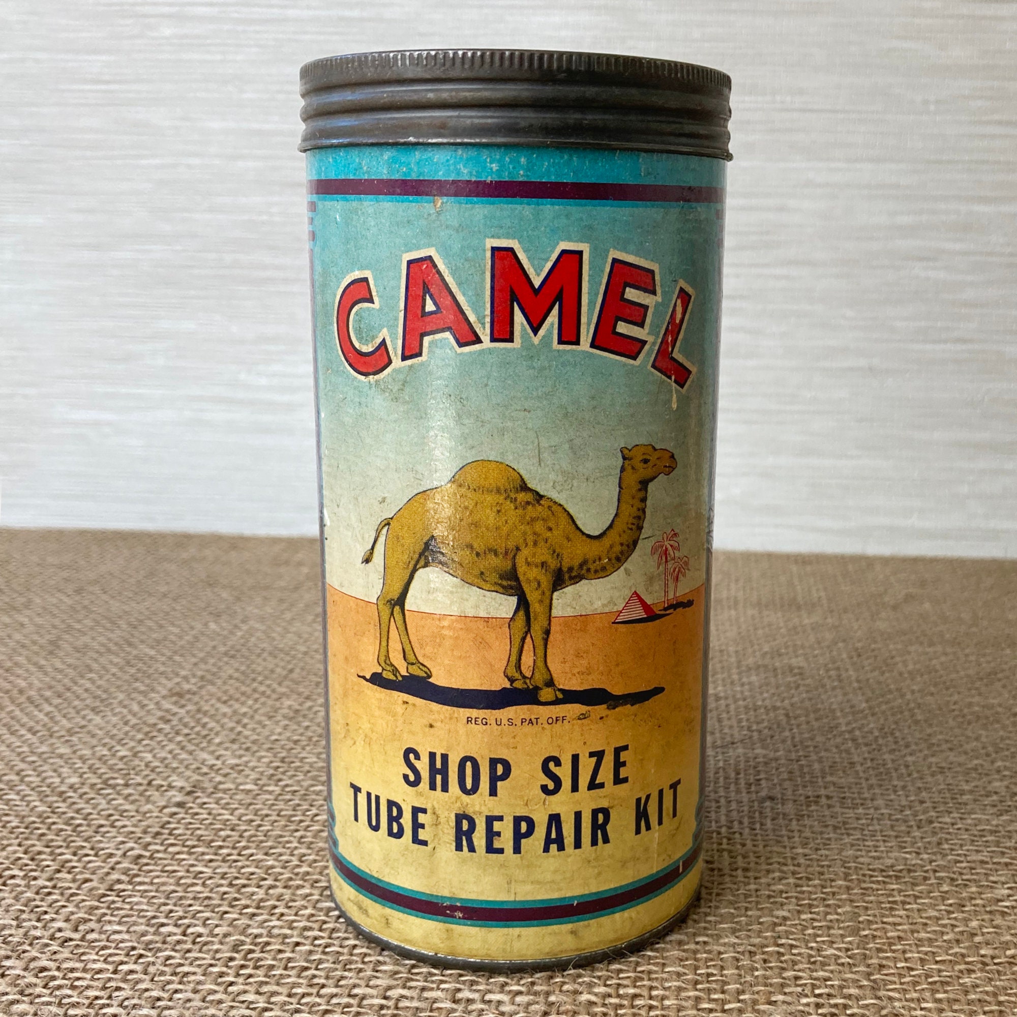 Vintage Camel Tube Repair Kit Large 6.5 Inch Tall Shop Size Canister ...