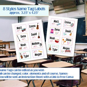 Music Name Tags Template to Edit in Canva, Classroom Music Labels for ...