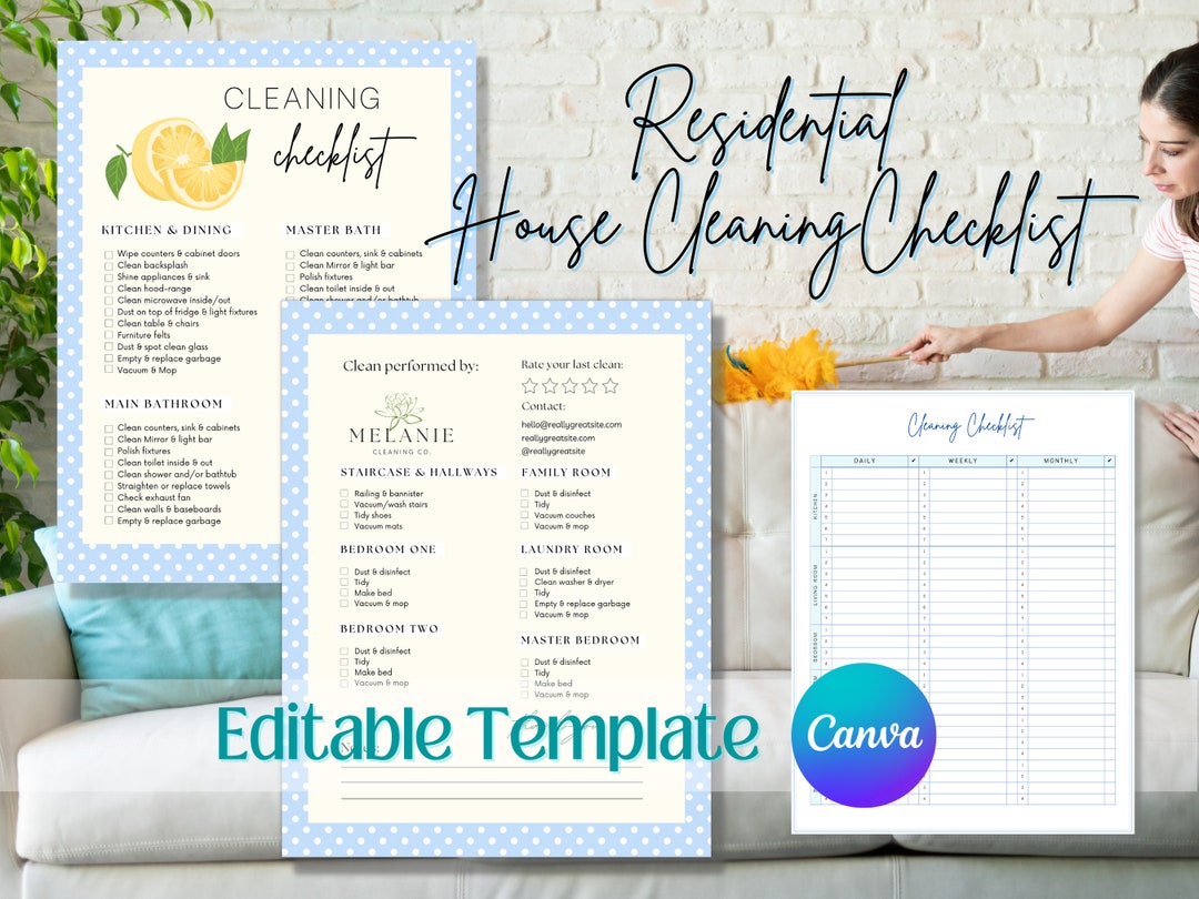 Residential Home Cleaning Checklist, Household Cleaning - Canva ...