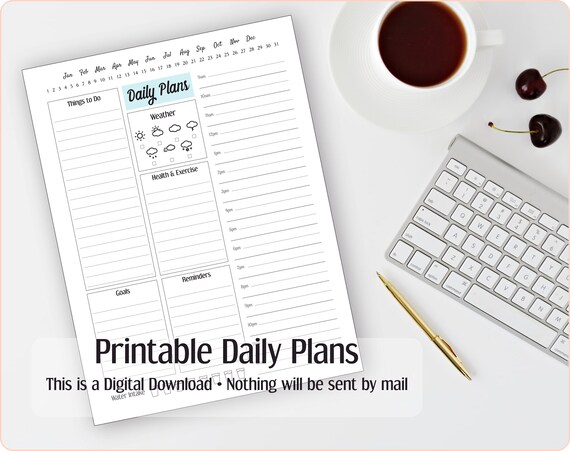 Daily Planner Sheets Digital Download Planner Sheet Journal | Etsy