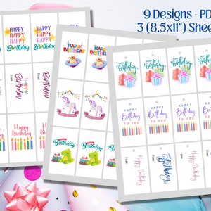 Happy Birthday Gift Tags - Instant Download for Your Birthday Gifts, 9 ...