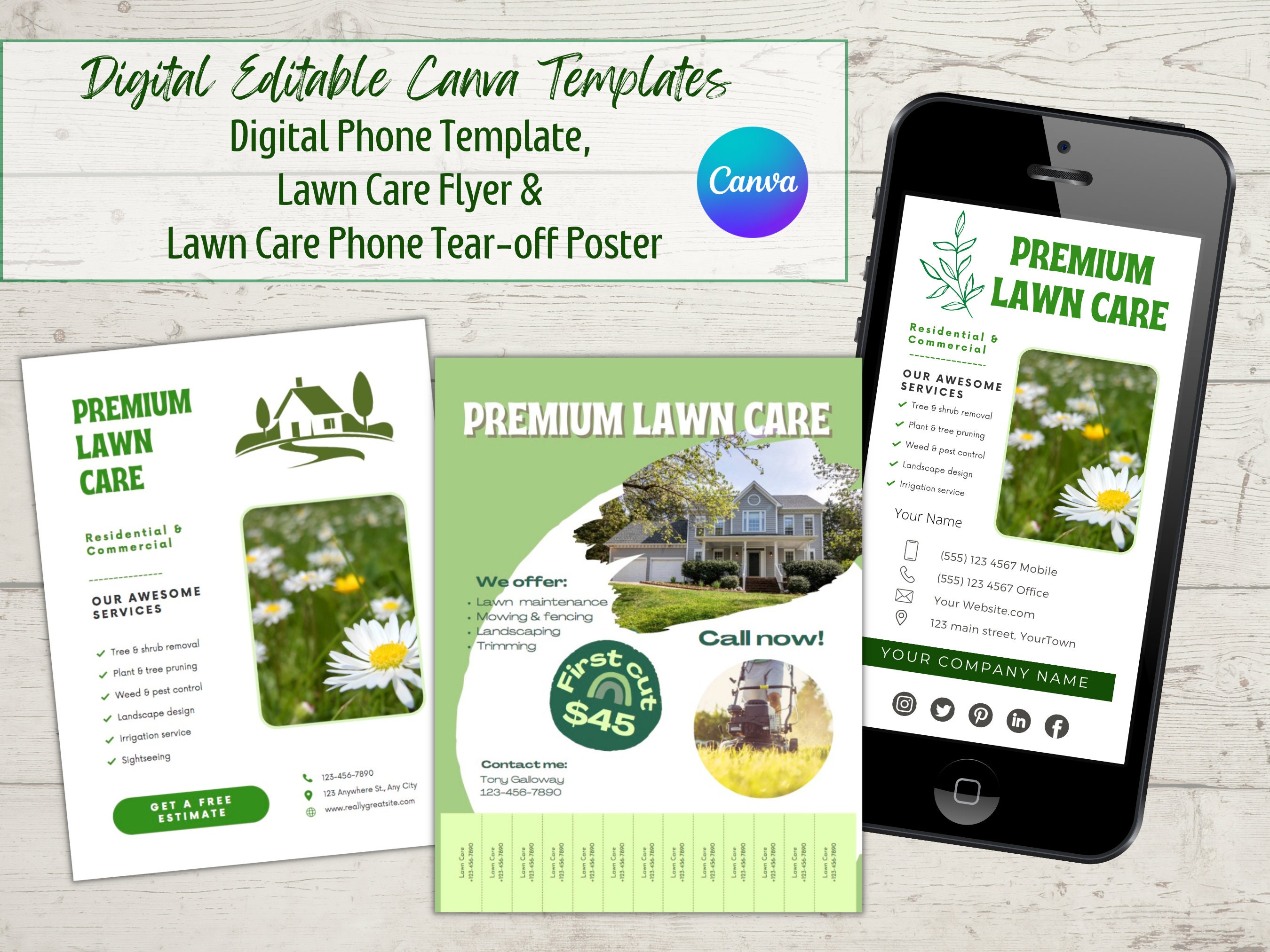 Lawn Care Commercial Flyer With Tear-off Phone Numbers, Landscaping ...