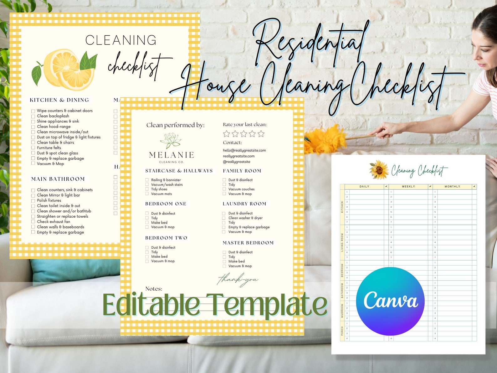 Residential Home Lemon Style Cleaning Checklist, Domestic Cleaning ...