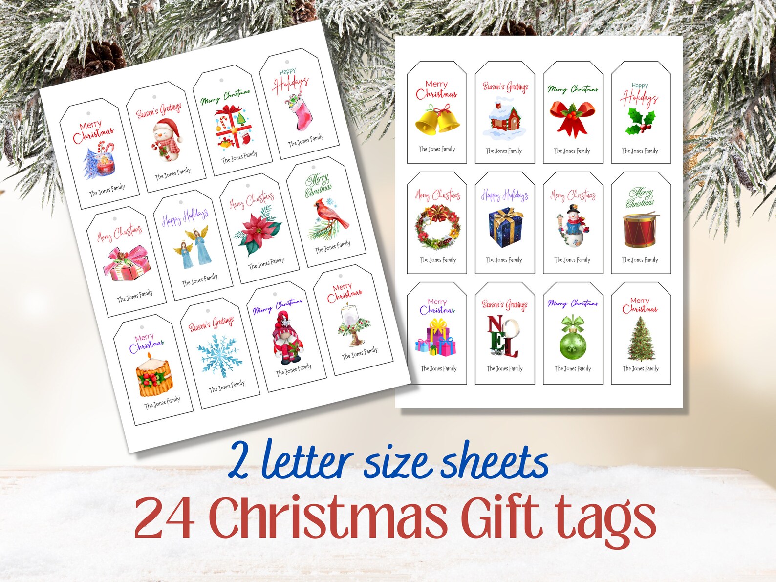 Traditional Christmas Tags for Christmas Gifts 4 Letter PDF - Etsy