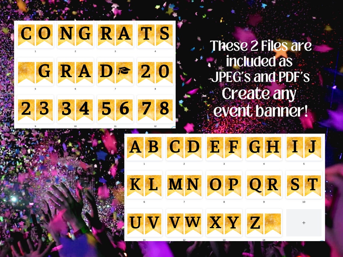 Congrats Grad Pennant Banner Gold and Black, for Graduation and ...