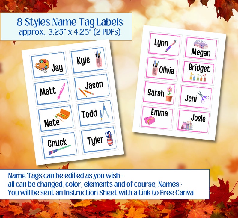 Classroom Name Tags Template to Edit in Canva, Classroom Labels for ...