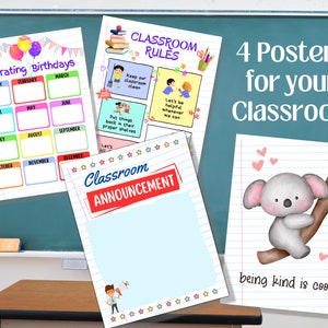 Classroom Posters for Early Grade School - Birthdays, Announcements ...
