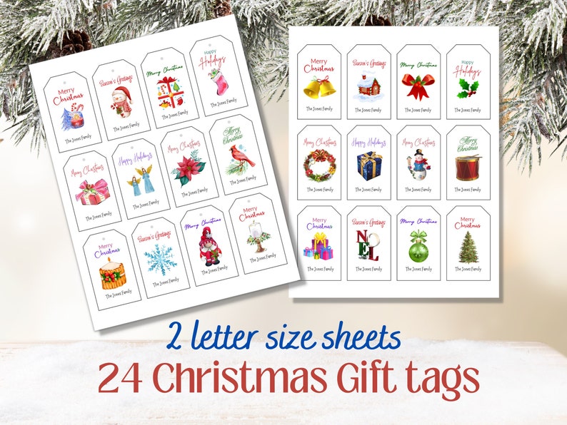 Traditional Christmas Tags for Christmas Gifts - 4 Letter PDF Sheets ...