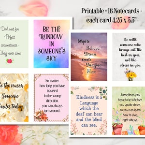 Kindness Notecards, Affirmative Note Cards for Giving - 16 Printable ...