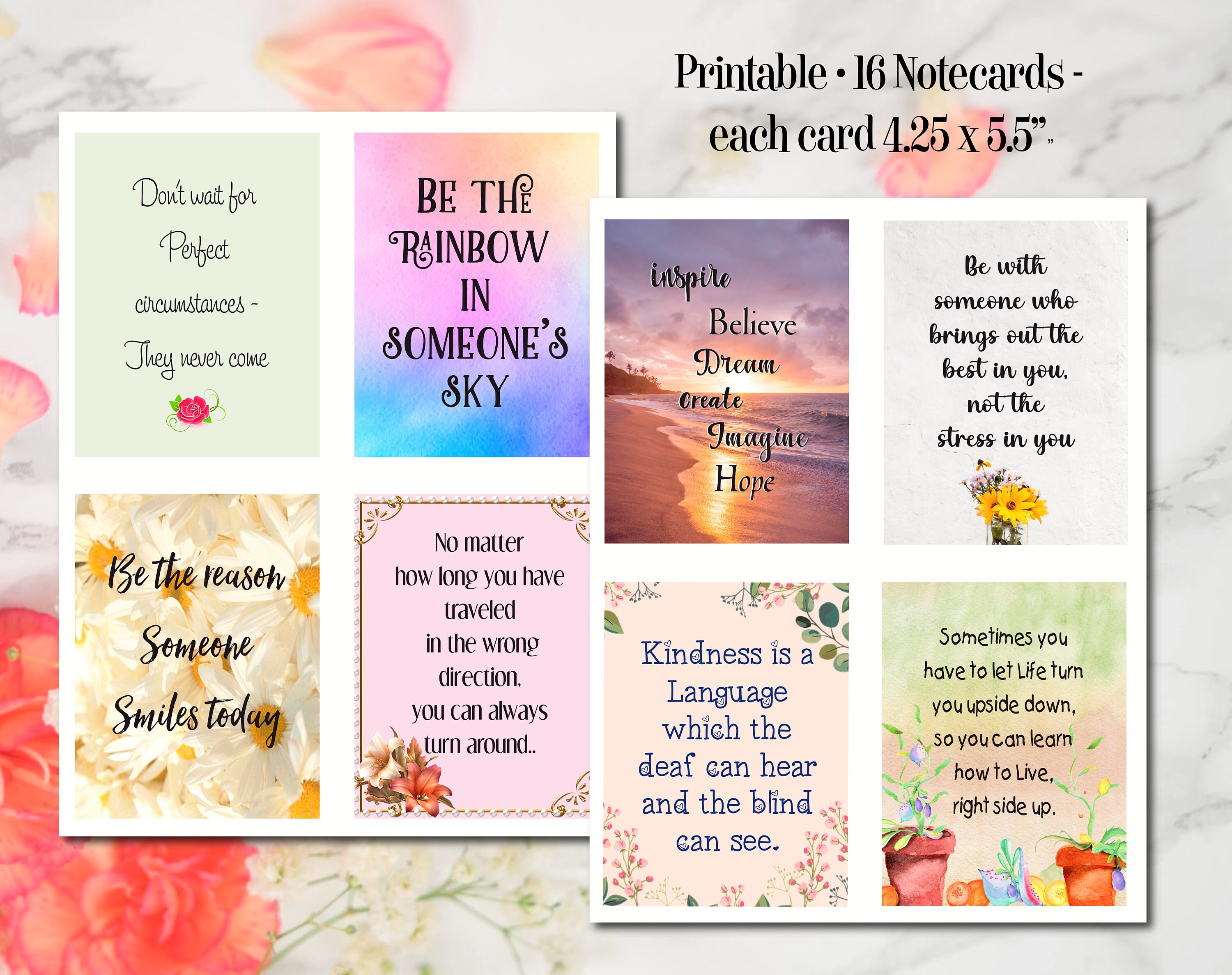 Kindness Notecards, Affirmative Note Cards for Giving 16 Printable ...