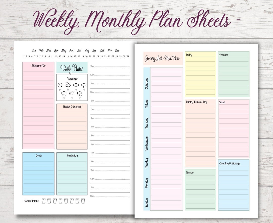 Monthly, Weekly, Daily Plan Sheets - Quick and Easy Organizing - A4, A5 ...