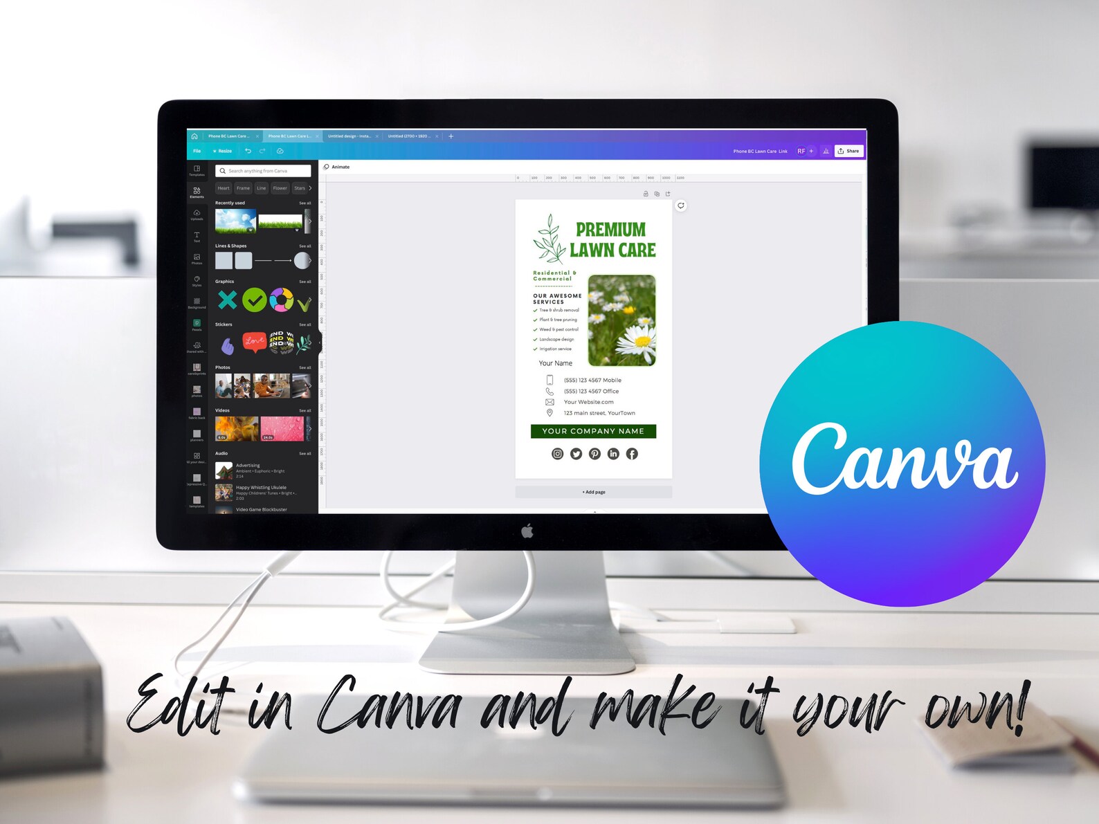 Lawn Care Commercial Flyer With Tear-off Phone Numbers, Landscaping ...