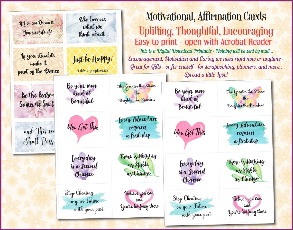 Kindness, Motivational, Affirmation Cards, Positive Cards for ...