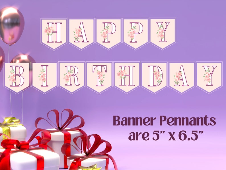 Birthday Pennant Banner for Anniversaries, Baby Showers, Bridal - Jpeg ...