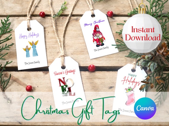 Traditional Christmas Tags for Christmas Gifts 4 Letter PDF - Etsy