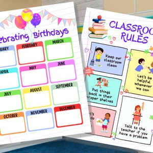 Classroom Posters for Early Grade School - Birthdays, Announcements ...