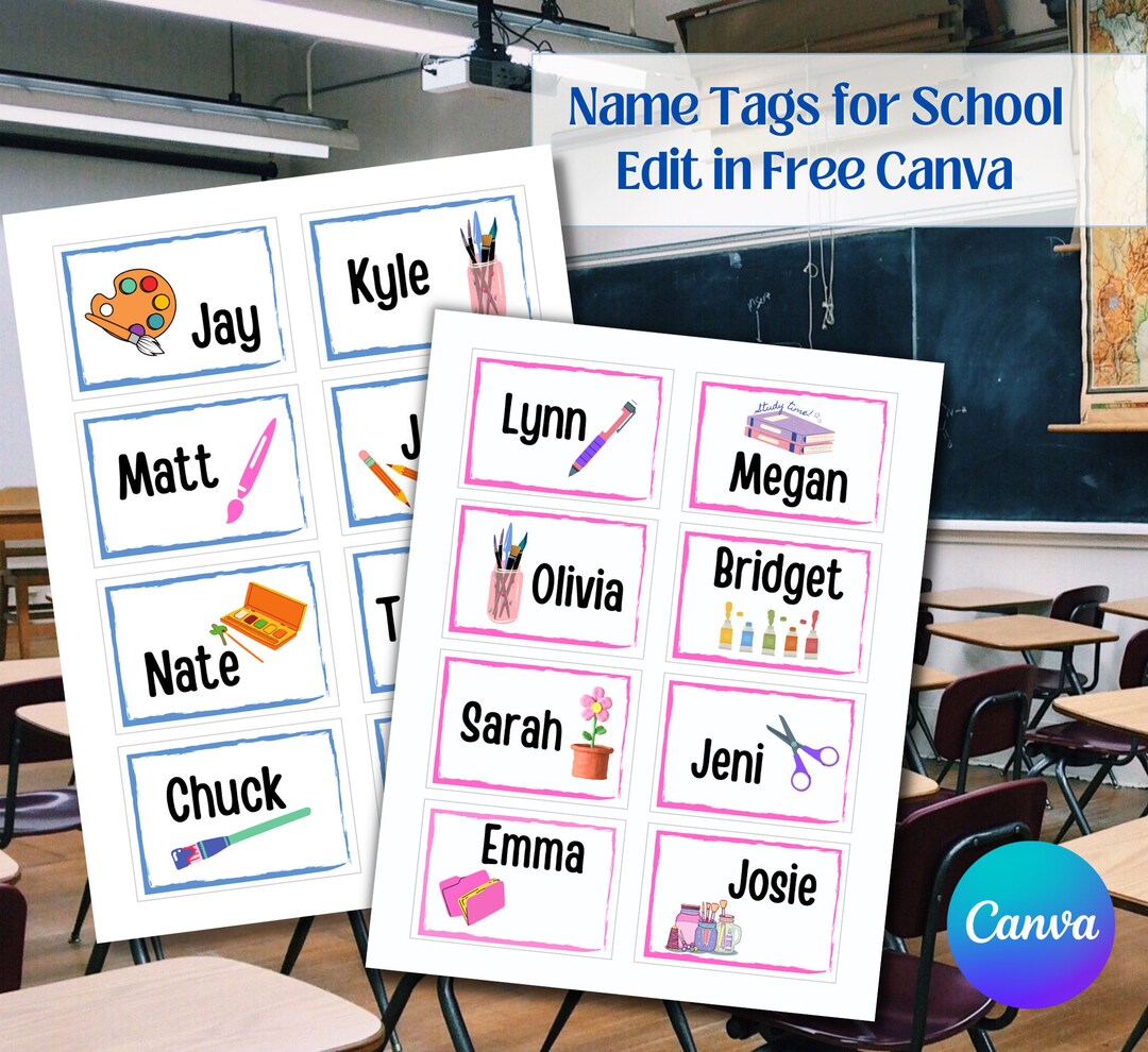 Classroom Name Tags Template to Edit in Canva, Classroom Labels for ...