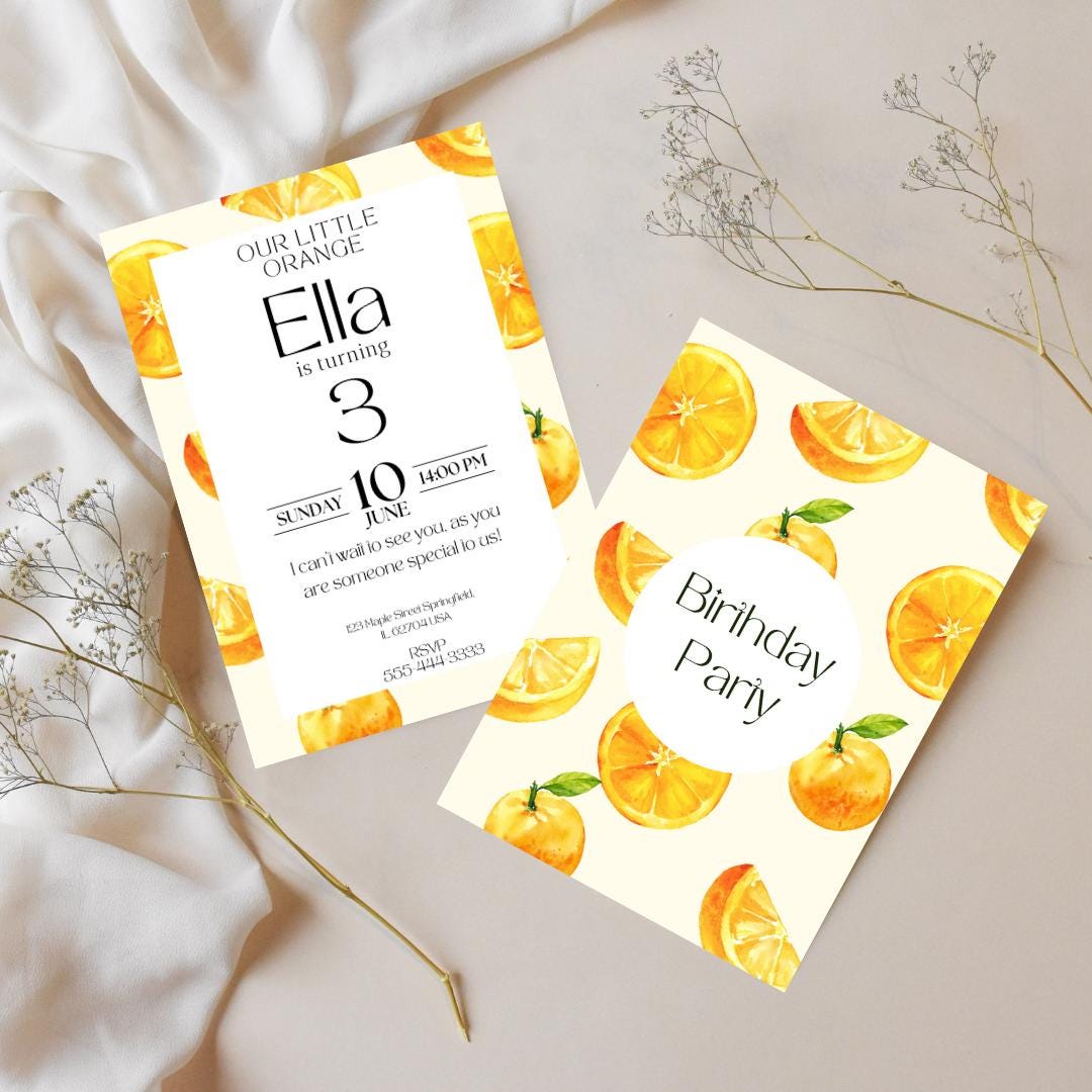 Customizable Orange-themed Birthday Party Invitation | Digital Download ...