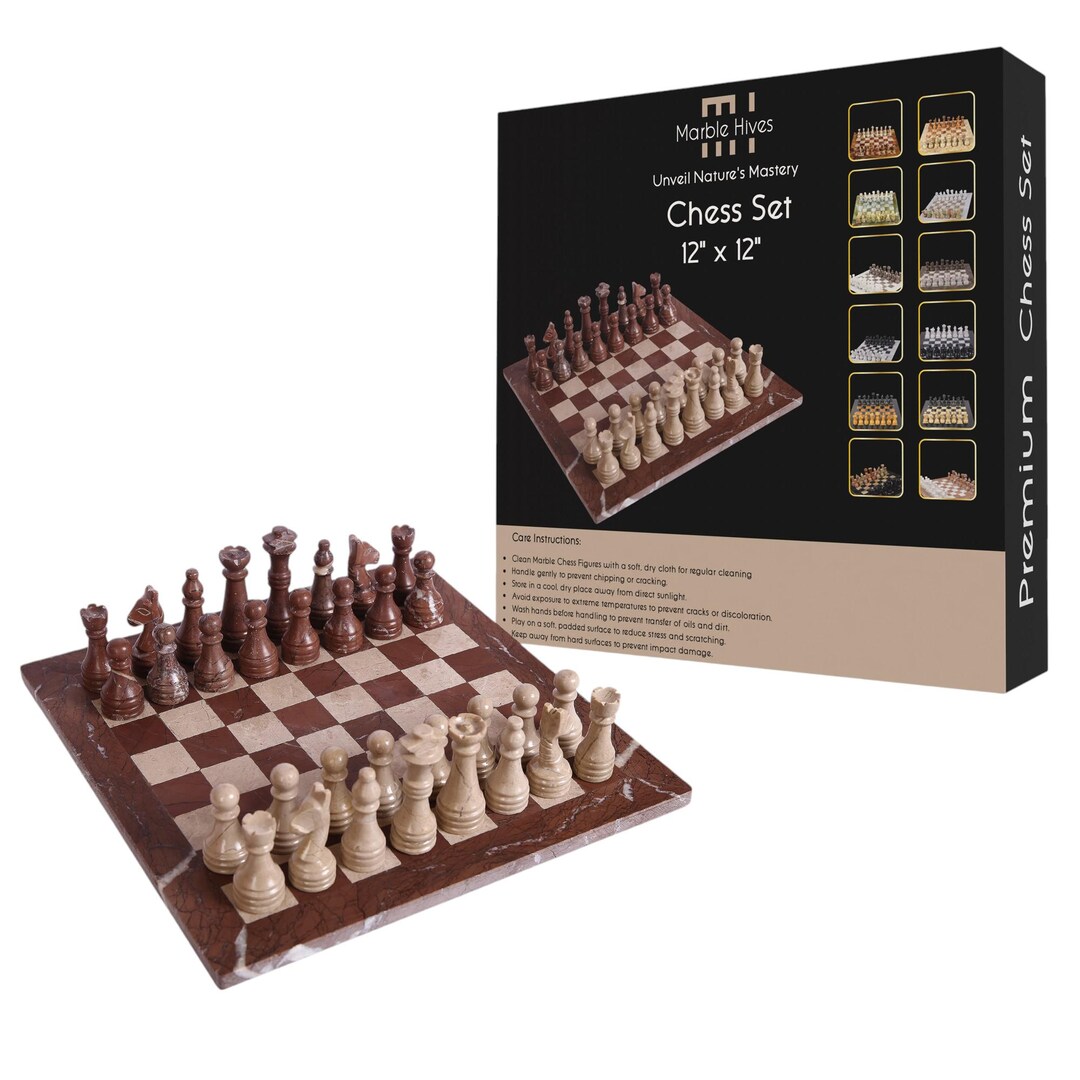 Marble Chess Board Set Luxury Chess Gift Marine & Verona Ideal ...