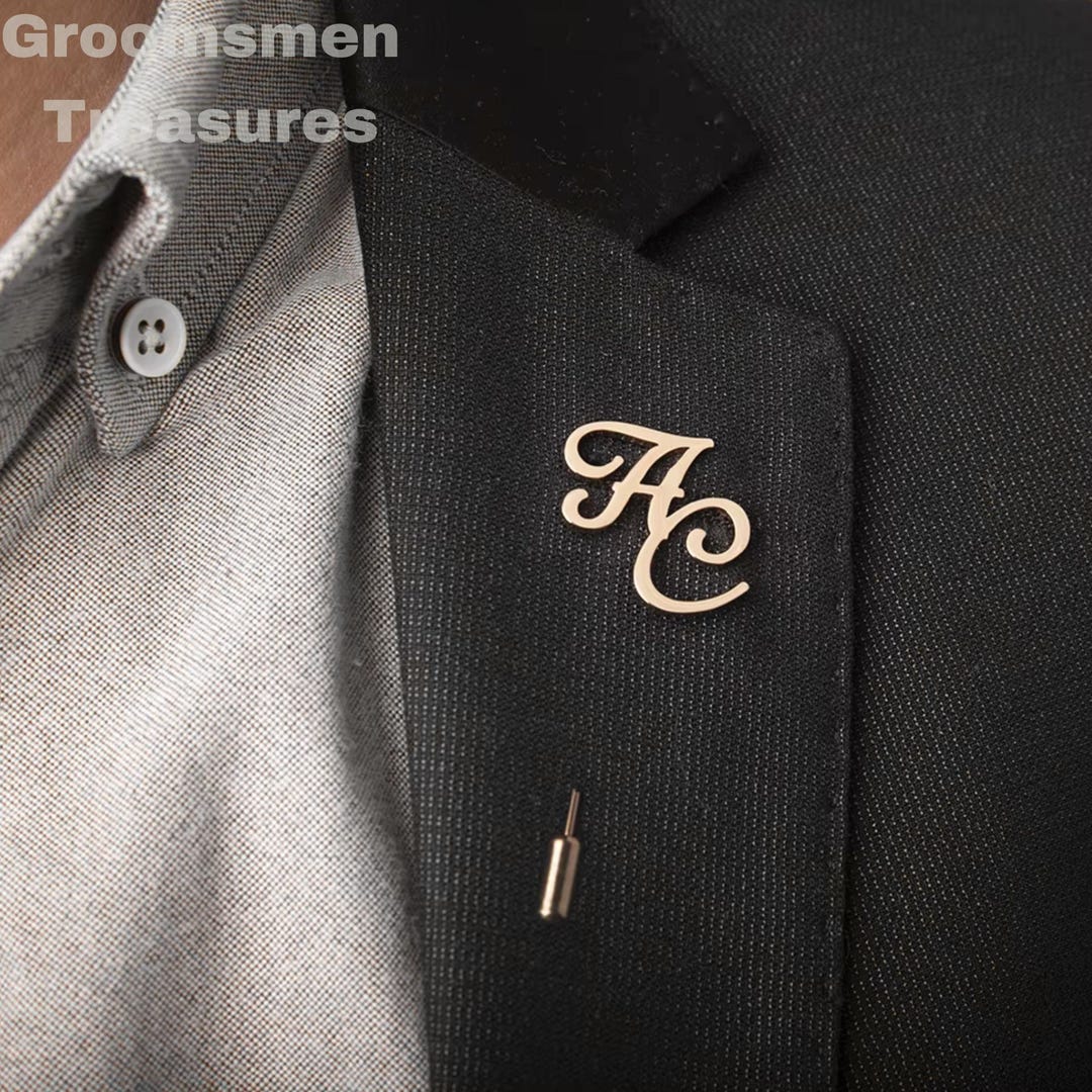 Custom Lapel Pin, Groomsmen Gifts, Lapel Pin, Custom Brooches, Initial ...