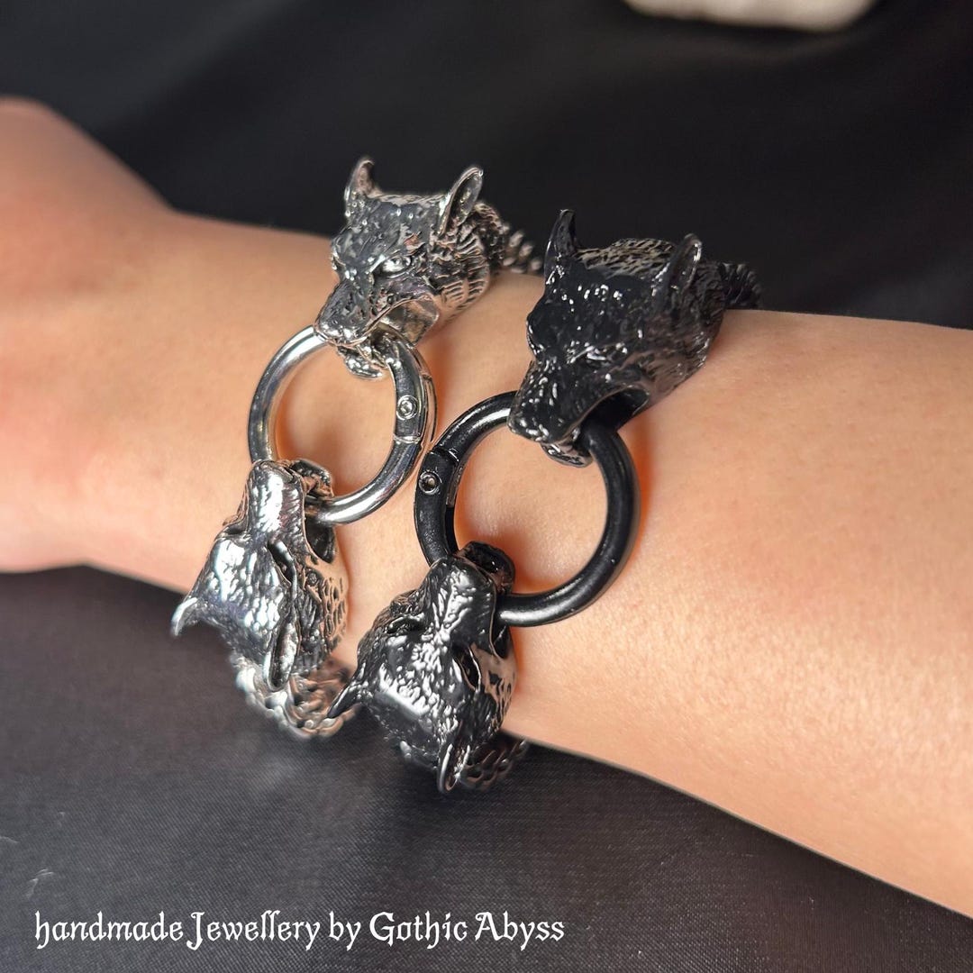 Edgy Wolf Chain, Unisex Goth Wolf Rock Bracelet, Dark Aesthetic ...