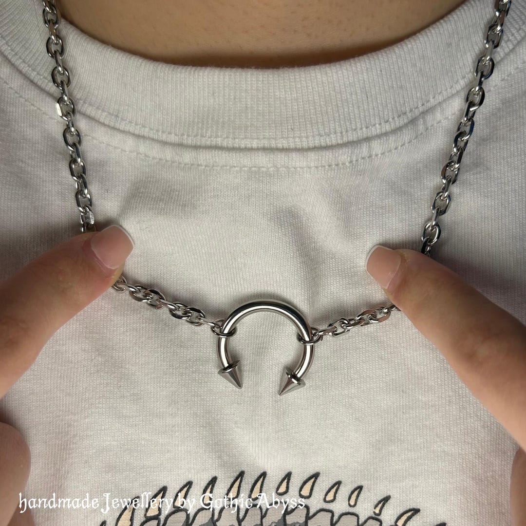Spiked Horns Necklace Emo Y2k Mall Goth Pendant Jewellery Punk Dark ...