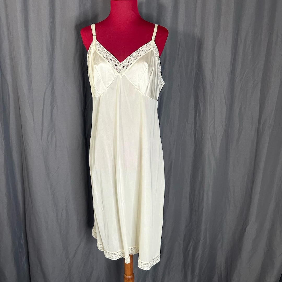 Vintage 1960s Ivory Slip Chemise Dress M - Etsy