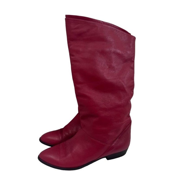 Red Leather Boots - Etsy