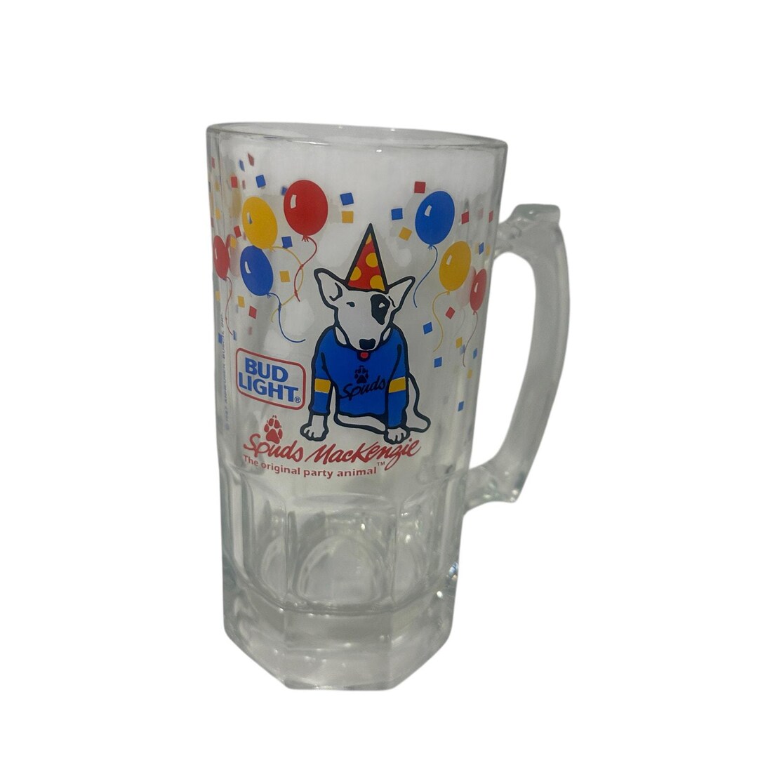 1987 Bud Light SPUDS MACKENZIE Dog Beer Birthday Mug Stein 32oz Large ...