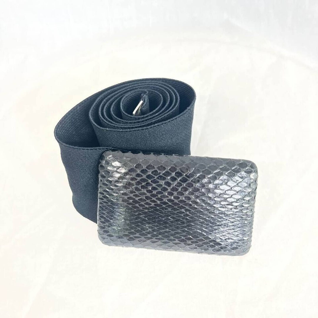 Vintage Sheka 80s 90s Black Snakeskin Elastic Waist Cincher - Etsy