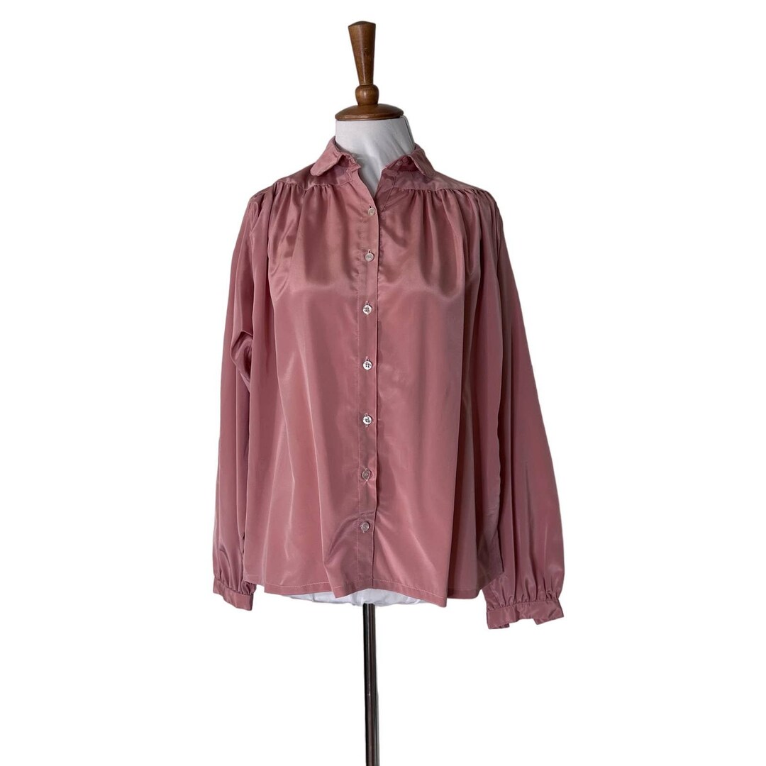 Vintage 80s Elliot Lauren Blush Pink Button Down Peter Pan 10 - Etsy