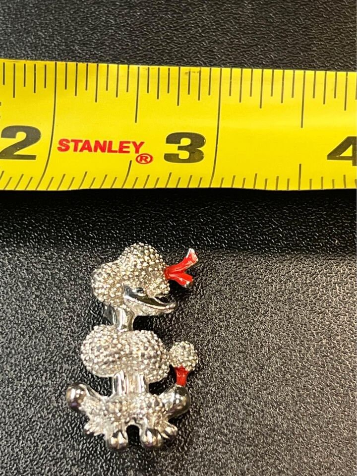 Vintage 50s Silver Tone Red Enamel Poodle Pin Pendant - Etsy