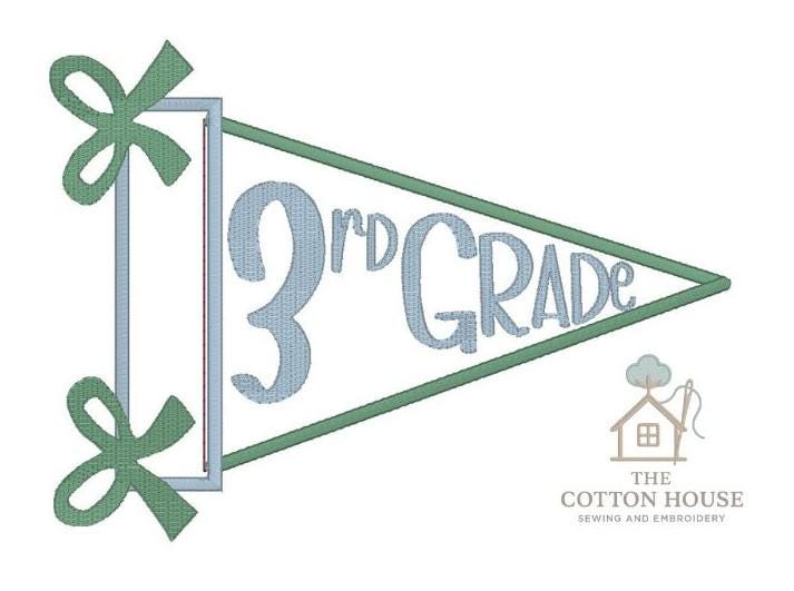 Back to School Pennant With Bows Applique Set: Kindergarten, 1st-5th ...