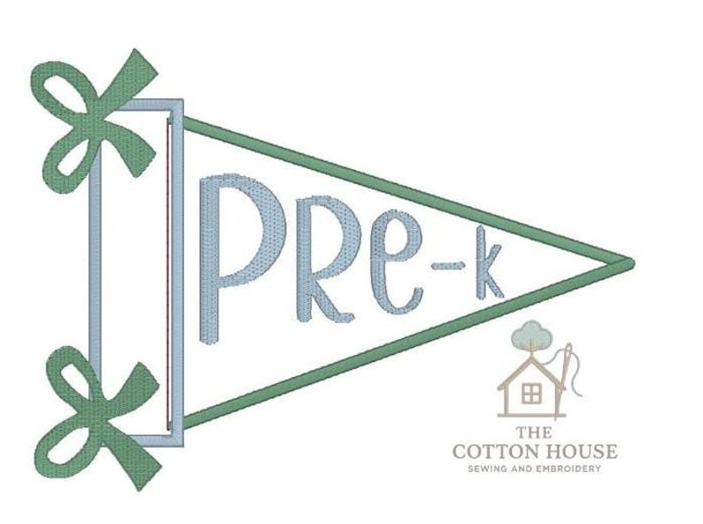 Back to School Pennant With Bows Applique Set: Kindergarten, 1st-5th ...