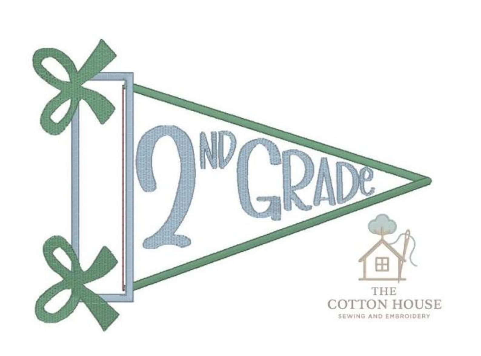 Back to School Pennant With Bows Applique Set: Kindergarten, 1st-5th ...