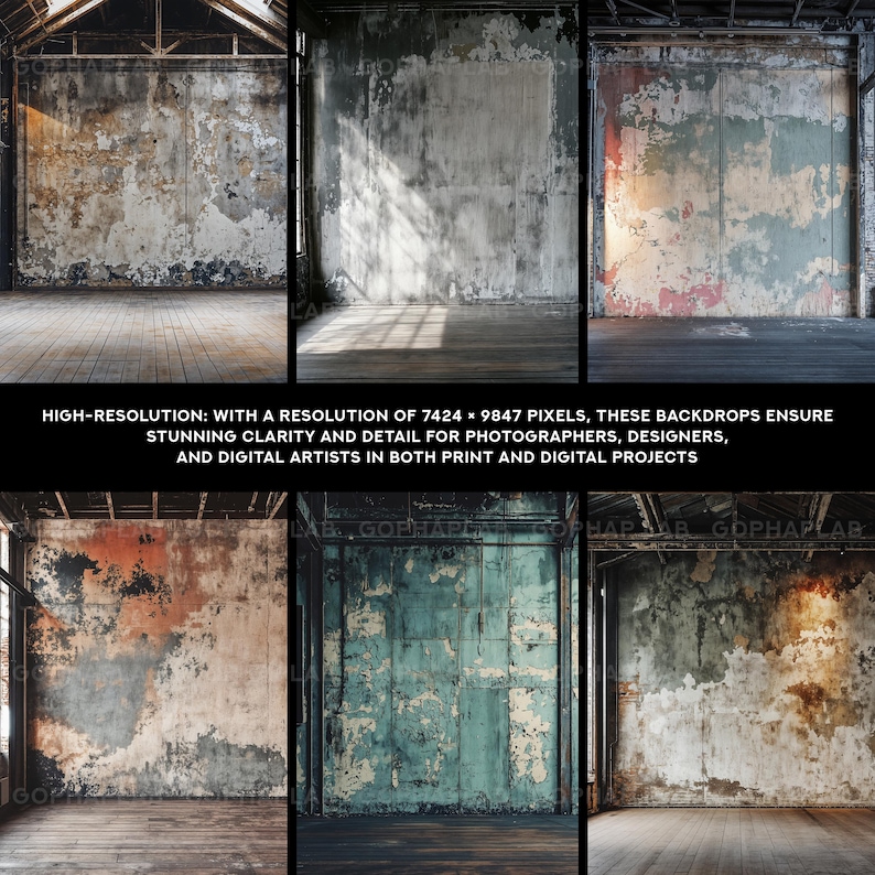 39 Digital Backdrops | Industrial Loft Backgrounds, High-resolution ...