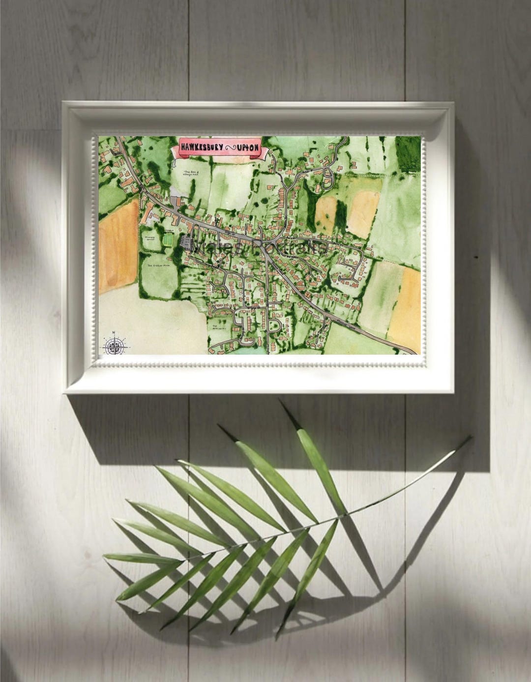 Hawkesbury Upton Map Watercolour Postcard Print Cotswold Way Souvenir ...