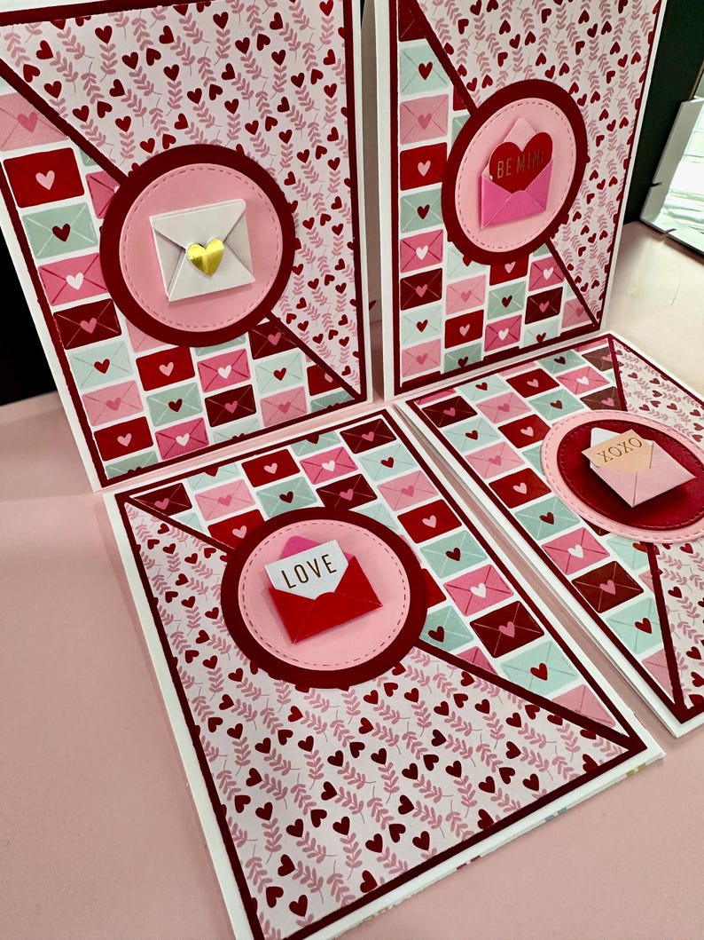 Valentine Cards/handmade/set of Four/fun Design - Etsy