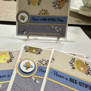 4 Handmade Bee-utifully Designed Cards Good for Any Occassion. Quality ...