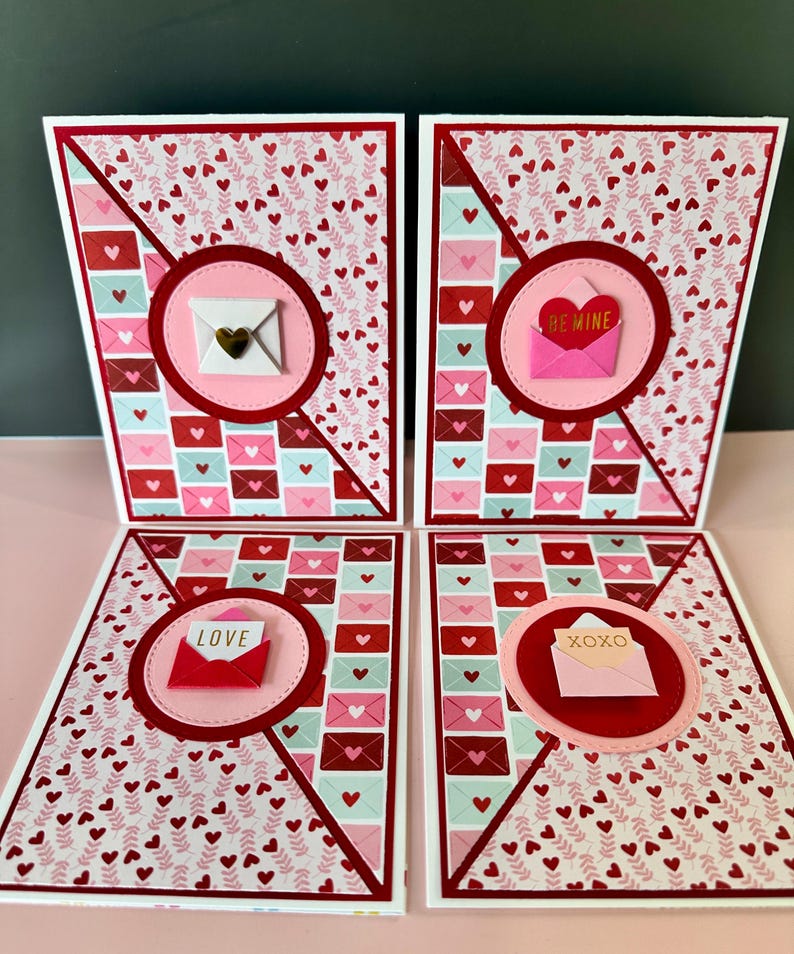 Valentine Cards/handmade/set of Four/fun Design - Etsy