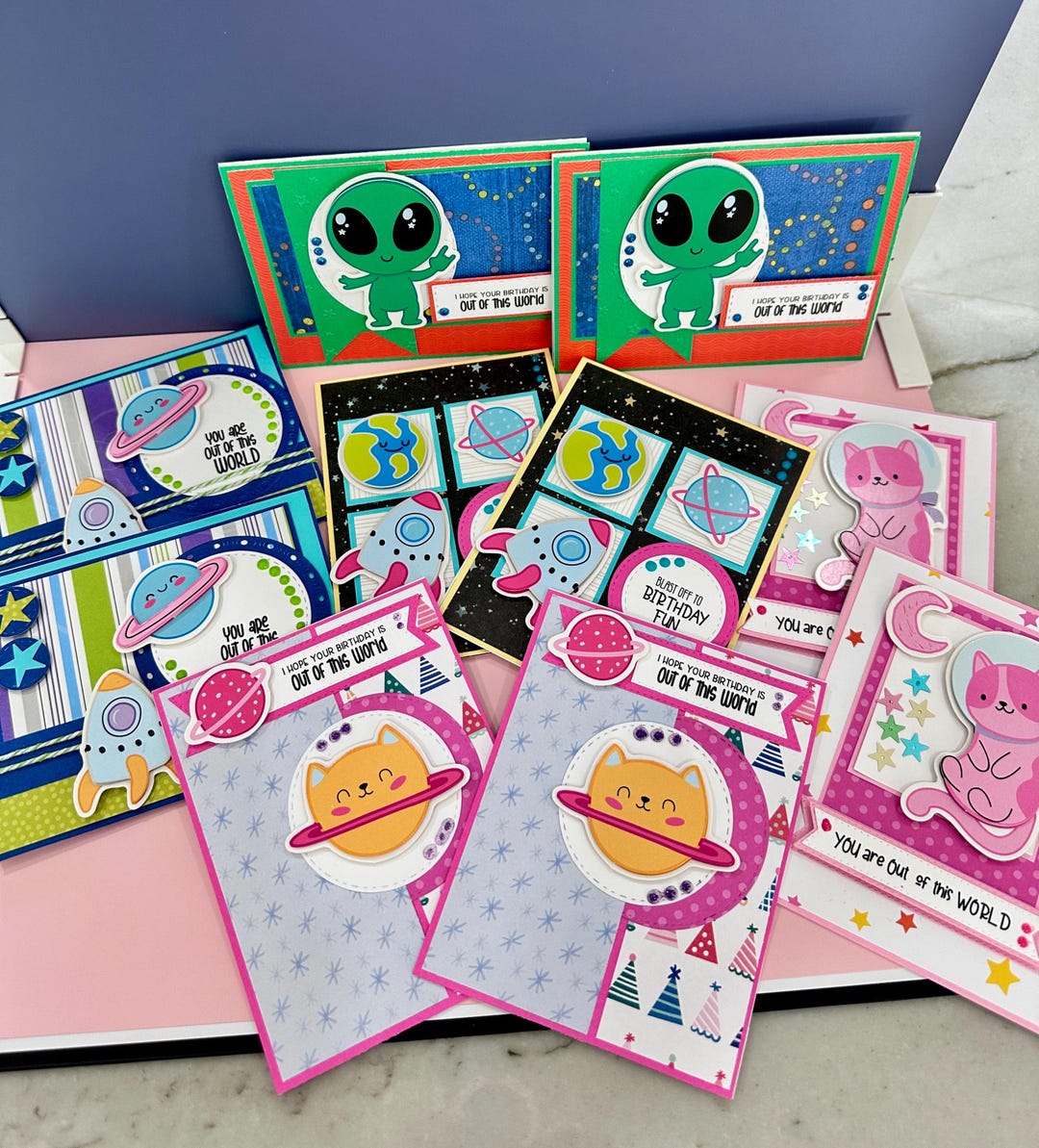 Alien/outer Space Cards for Kids, Birthday & Celebrations, - Etsy