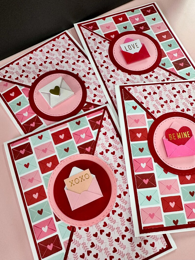 Valentine Cards/handmade/set of Four/fun Design - Etsy
