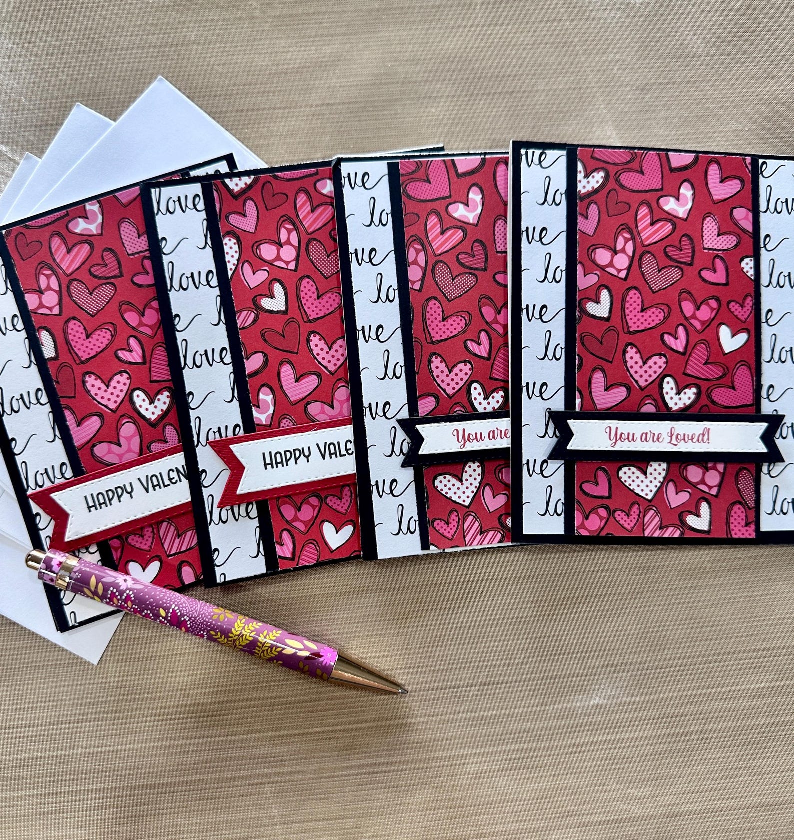 Handmade Set of 4 Valentine Cards. This Cute Set Has so Many Fun ...